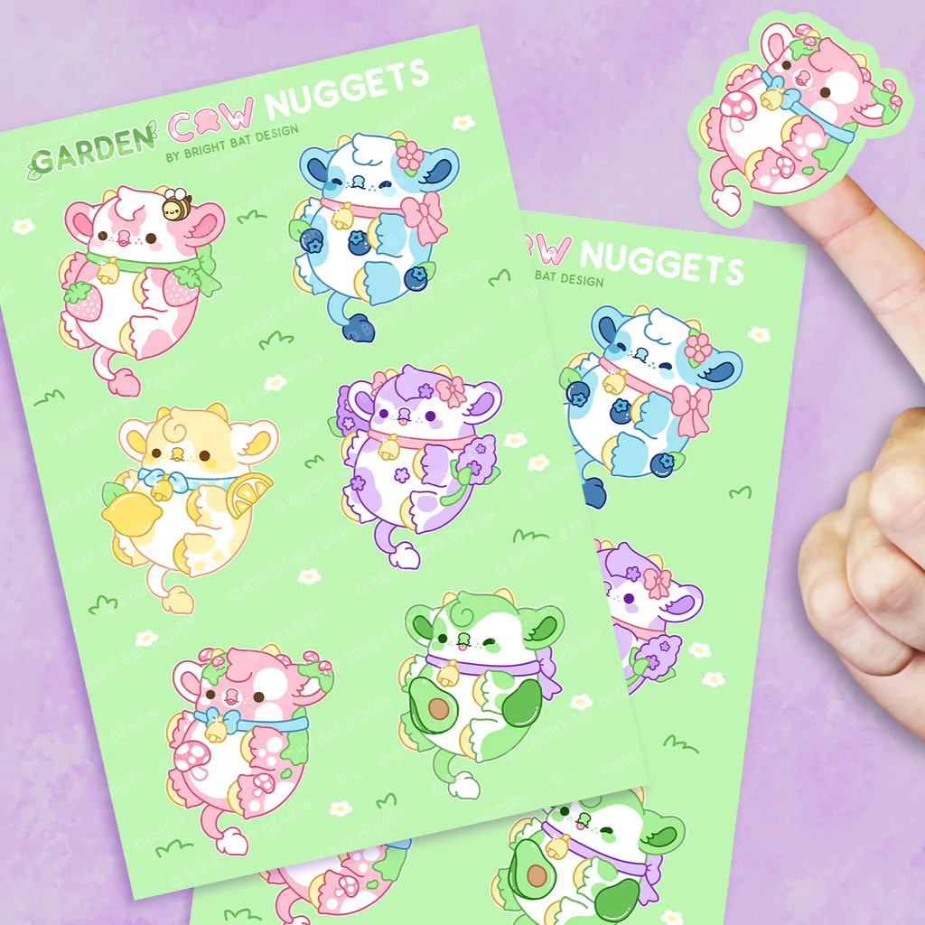 Garden Cow Nuggets Sticker Sheets (2 Pack) – BizBaz Club