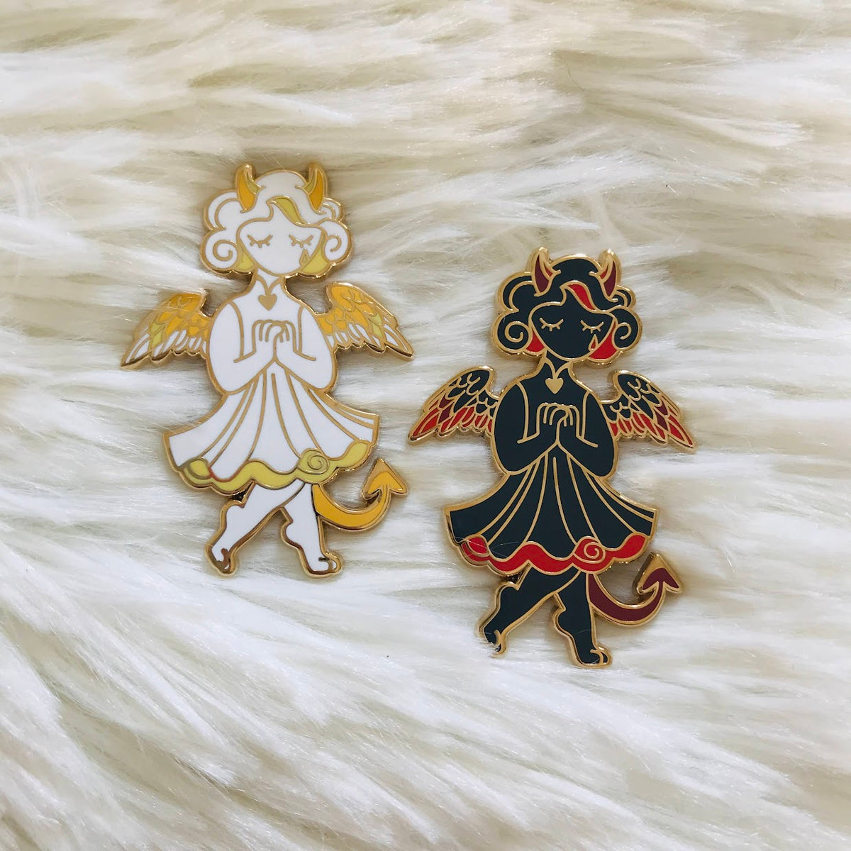 Horned Angel Pin in Black or White! – BizBaz Club