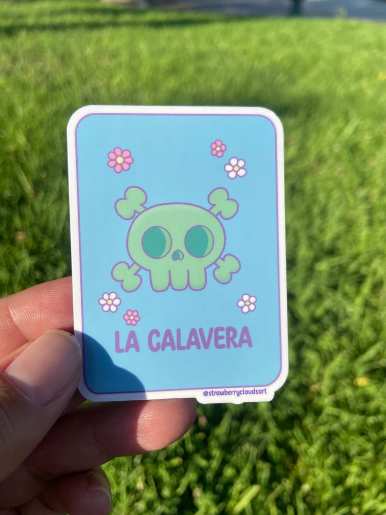 Cute La Calavera Loteria Sticker - Pastel Skull Loteria Vinyl Sticker ...