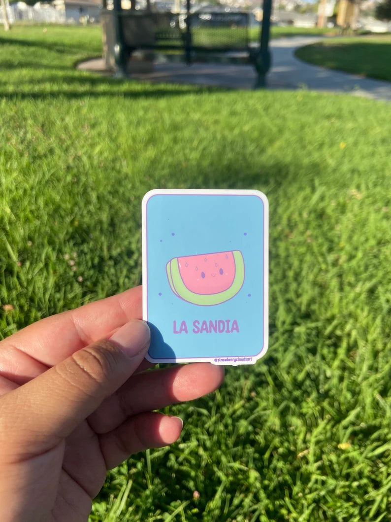 Cute La Sandia Loteria Sticker - Pastel Watermelon Loteria Vinyl Stick ...