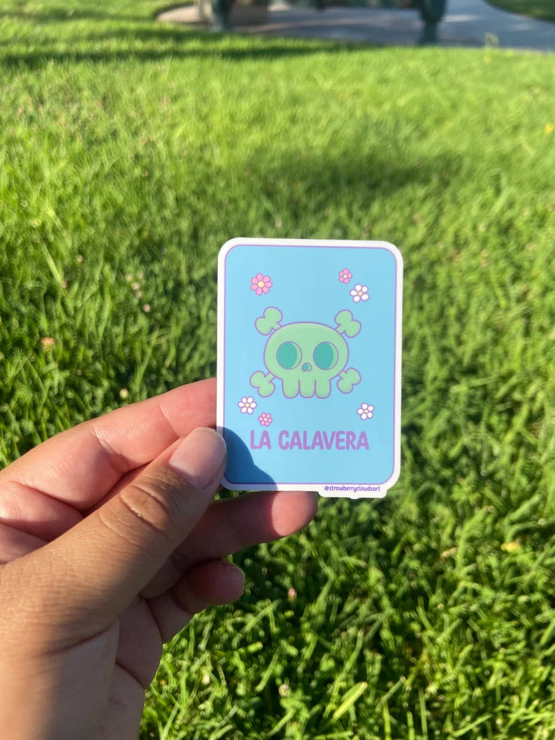 Cute La Calavera Loteria Sticker - Pastel Skull Loteria Vinyl Sticker ...